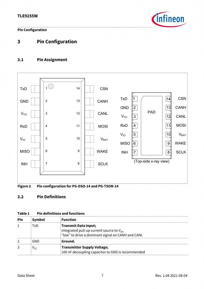 TLE9255W technical document page 7