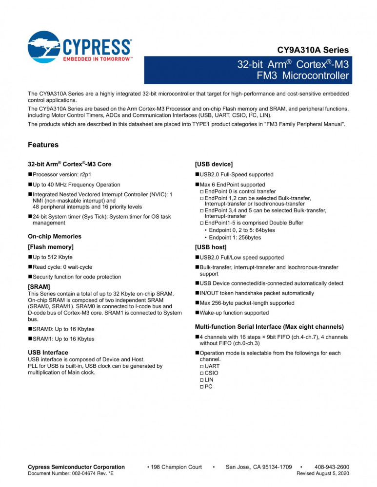 CY9AF314NAPMC-GNE2 document page 2