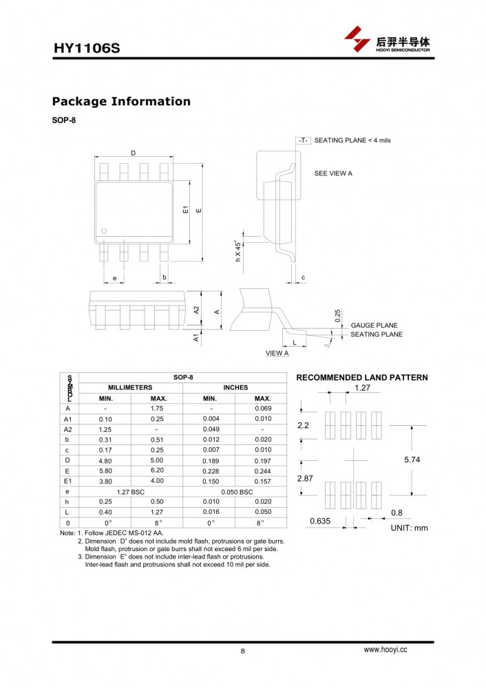 HY1106S datasheet page 8