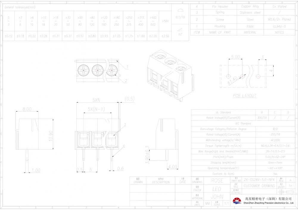 Megastar ZX-DG26V-5.0-8P4 customer drawing