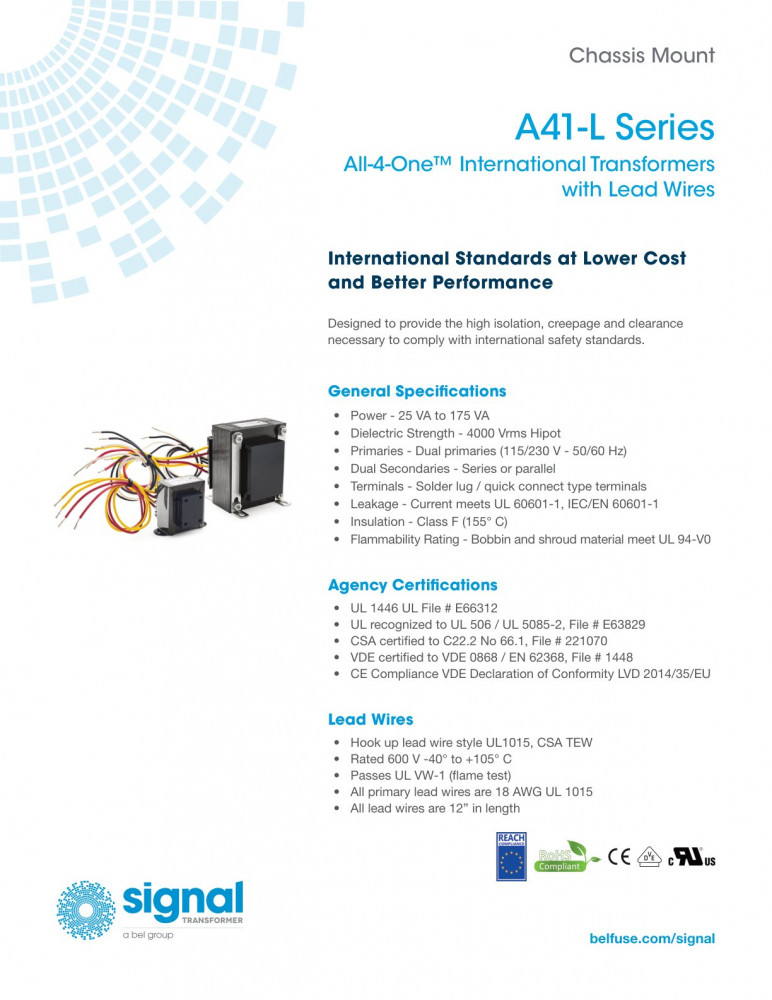 Bel Fuse A41-L series technical document page 1