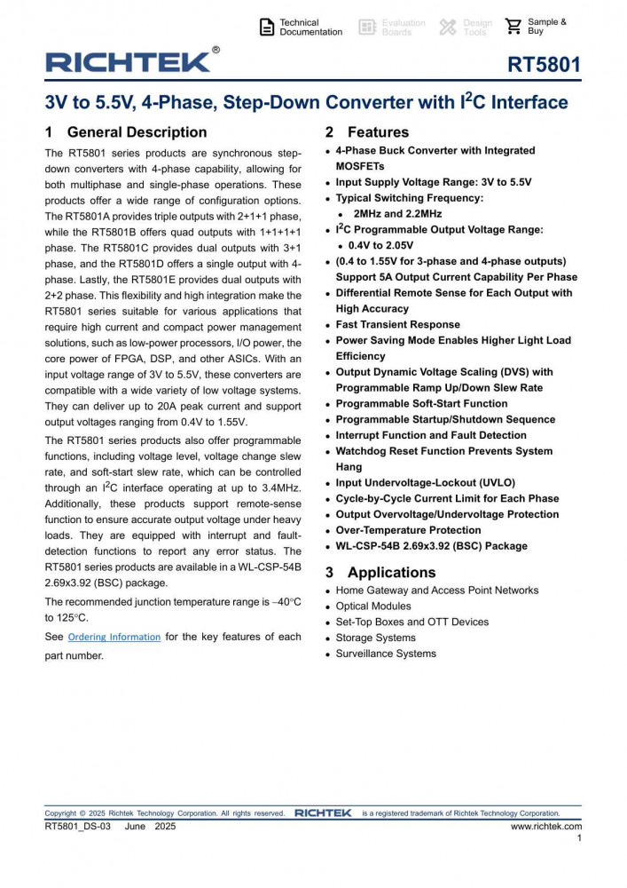 RT5801 datasheet page 1