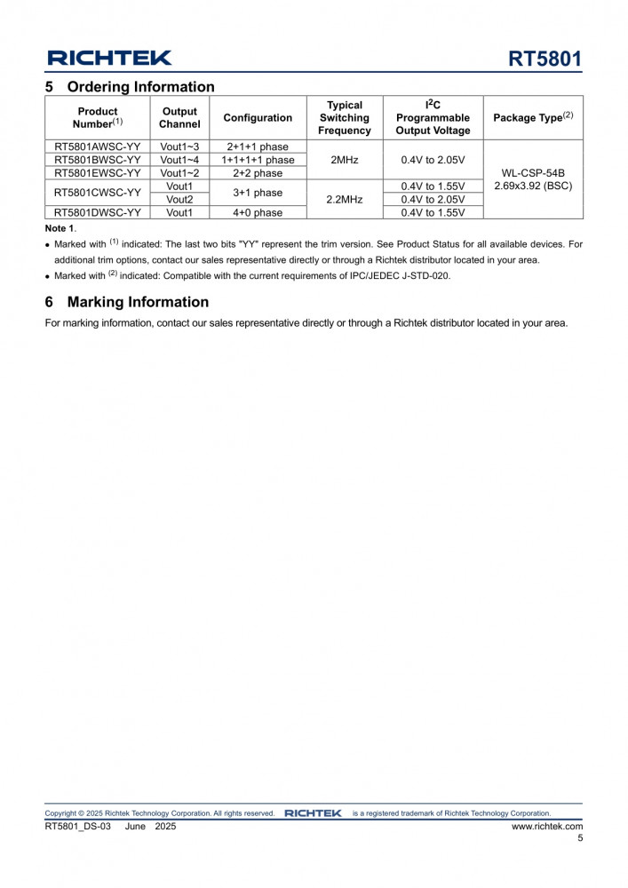 RT5801 datasheet page 5