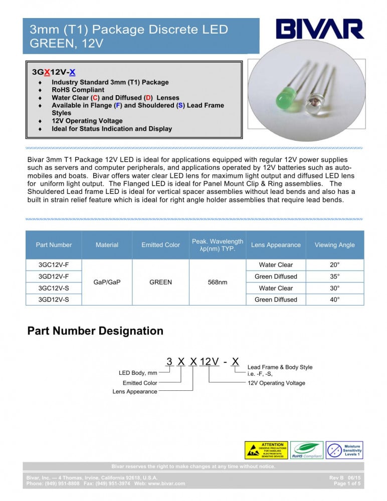 BIVAR 3GD12V datasheet page 1