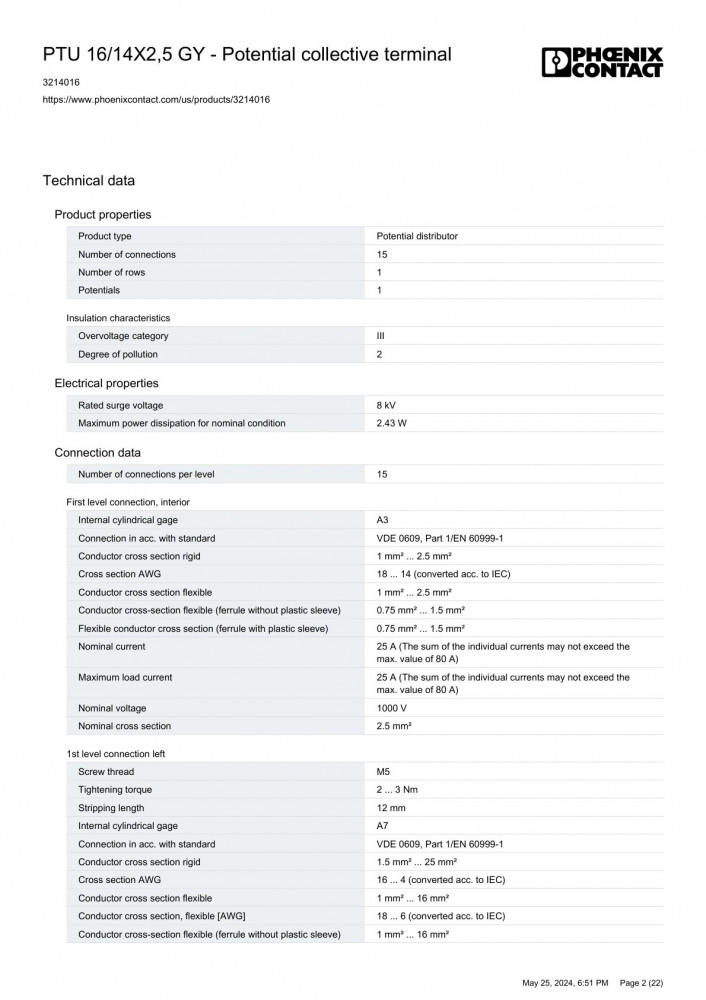 Phoenix Contact 3214016 technical document page 2