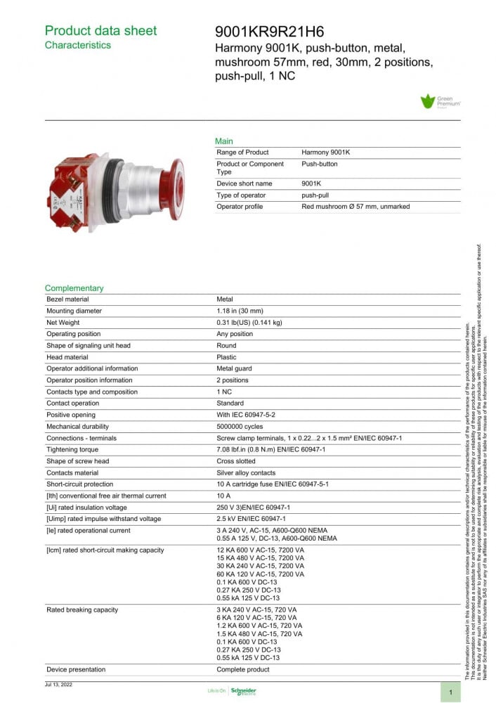 9001KR9R21H6 technical document page 1