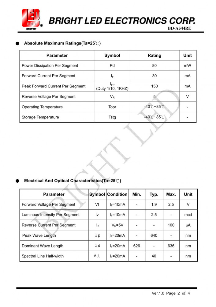 BD-A544RE technical document page 2