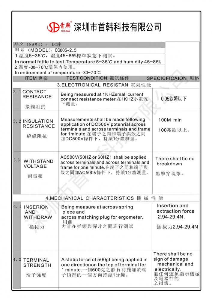 SHOU HAN DC005-2.5 specification page 3
