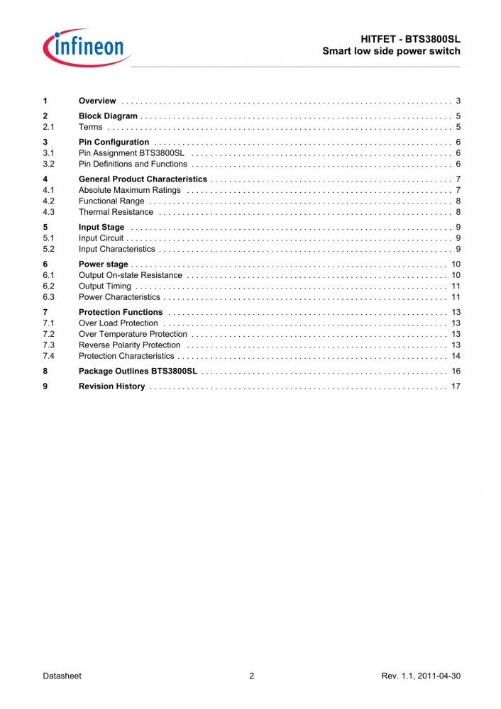 BTS3800SL datasheet page 2