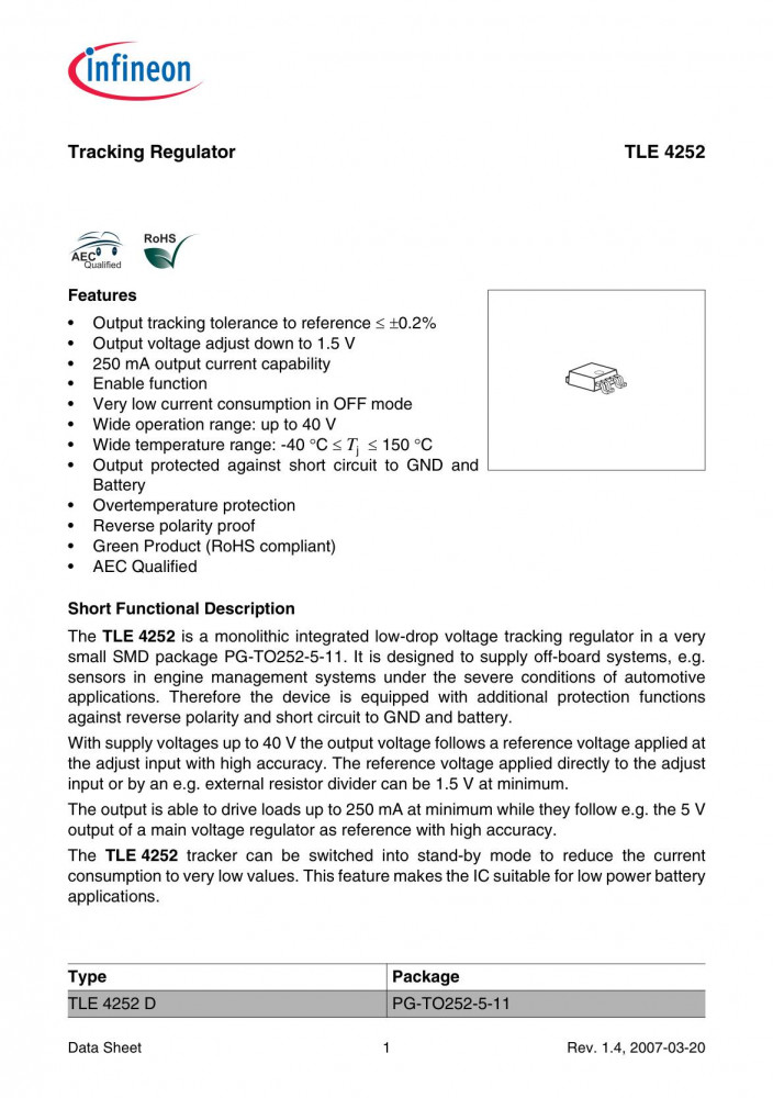 TLE4252DATMA1 datasheet page 1