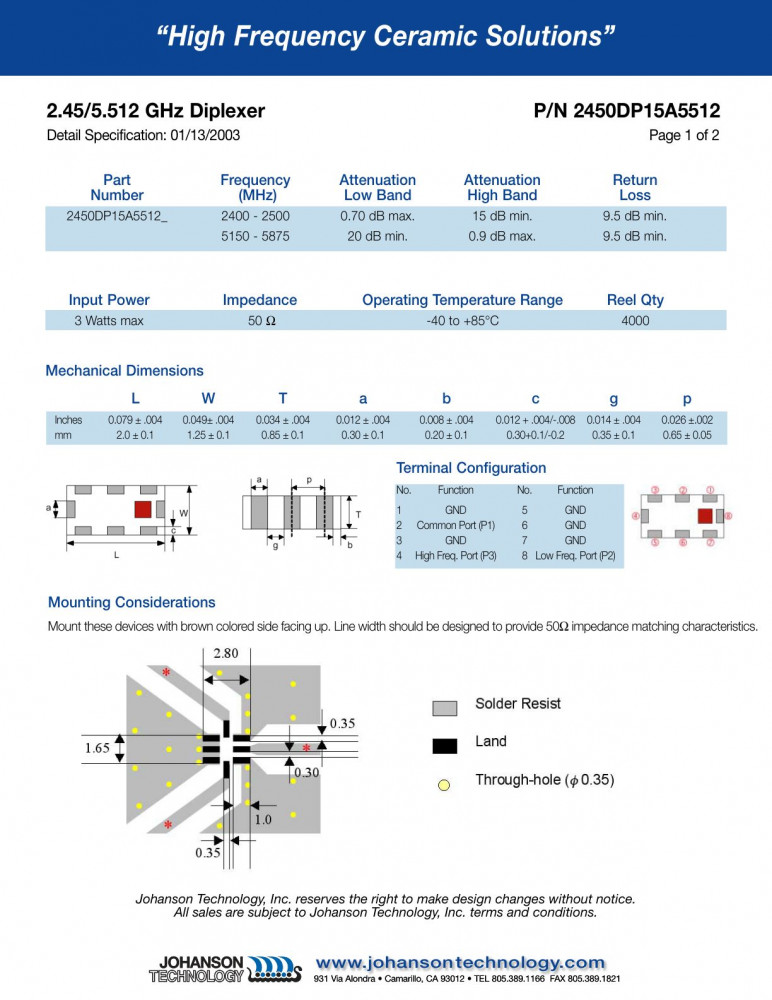 2450DP15A5512E datasheet page 1