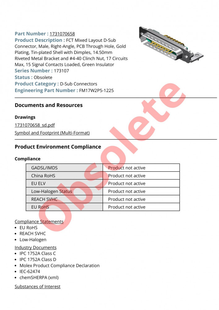 MOLEX 1731070658 technical drawing page 1