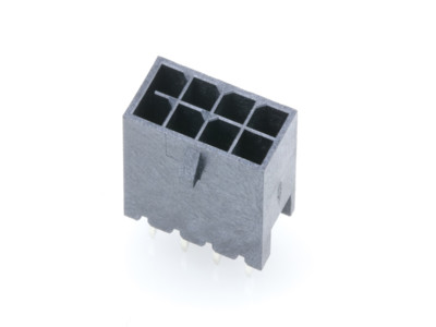 Micro-Fit+ Vertical Header, Through Hole, 3.00mm Pitch, Dual Row, 22 Circuits, 0.76µm Gold (Au) Plating, Glow-Wire Capable, Black, Tape and Reel
