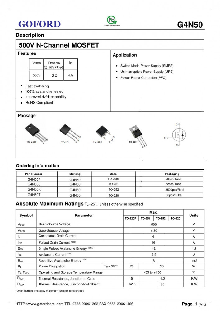 G4N50J datasheet page 1