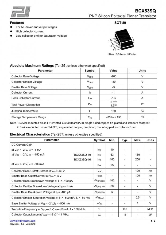 BCX53SQ-16 datasheet page 1