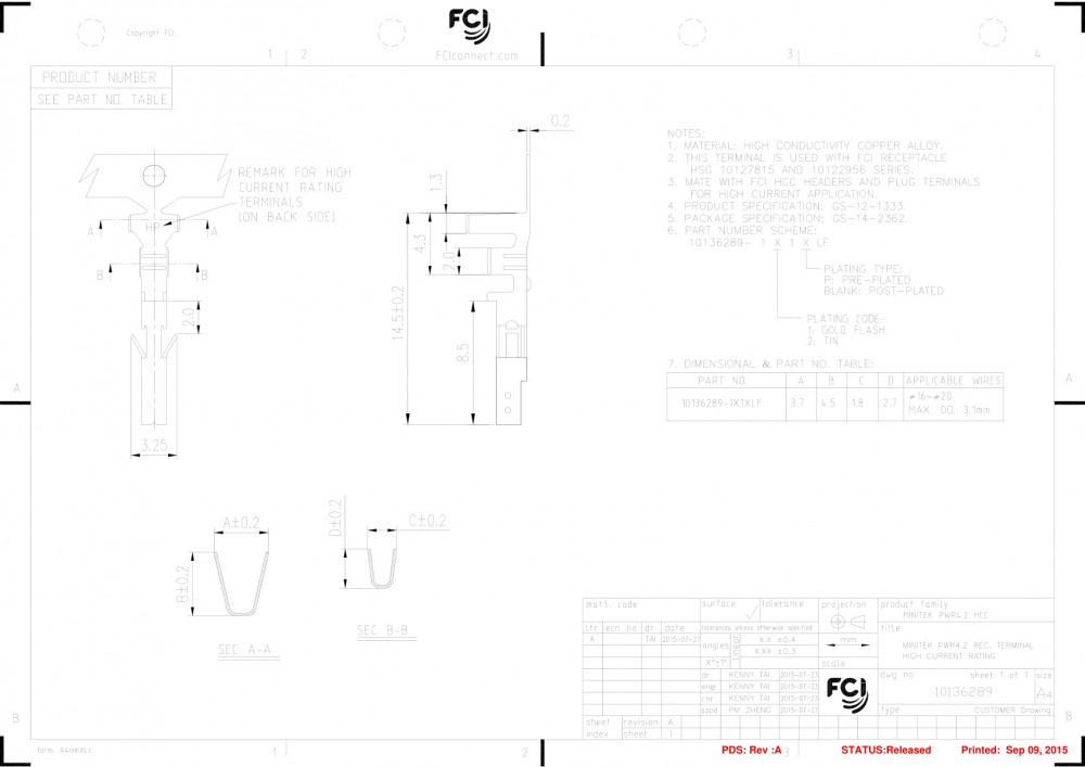 Amphenol 10136289 series technical document preview