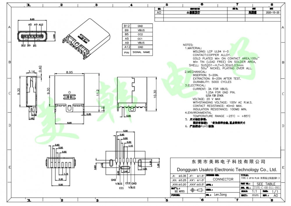 USAKRO TYPE-C-6M-011-093 technical document preview