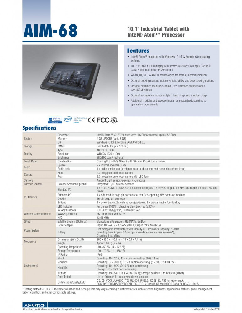 AIM-68 product documentation page 1