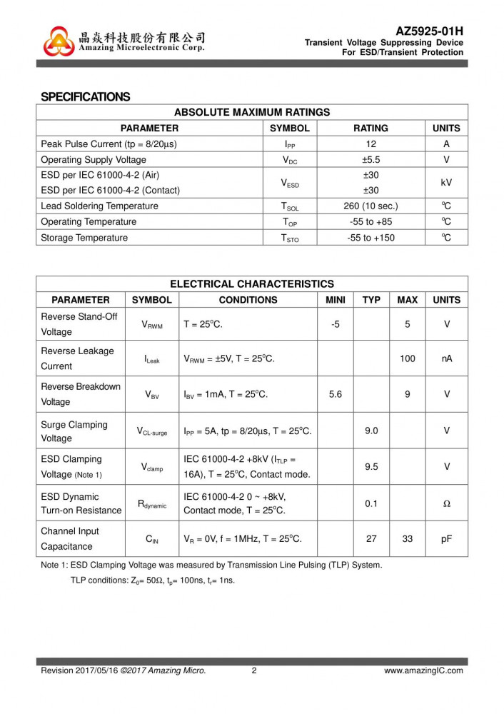 AZ5925-01H datasheet page 2