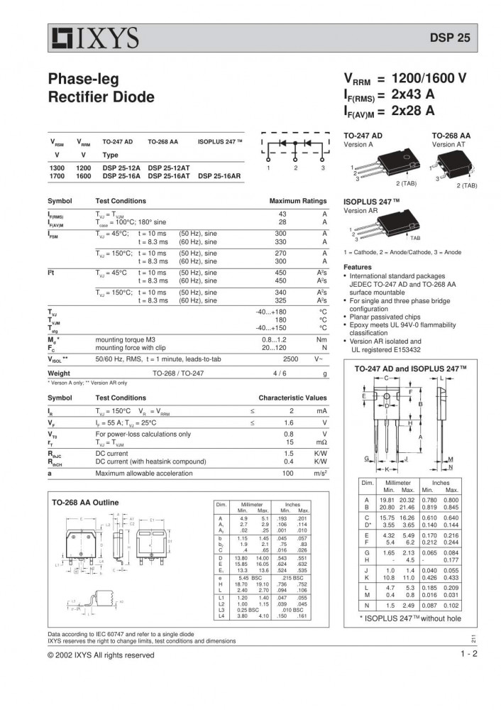DSP25-16A technical document page 1
