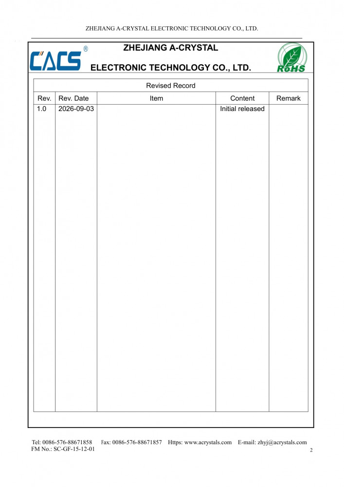 PMX206-LF specification document page 2