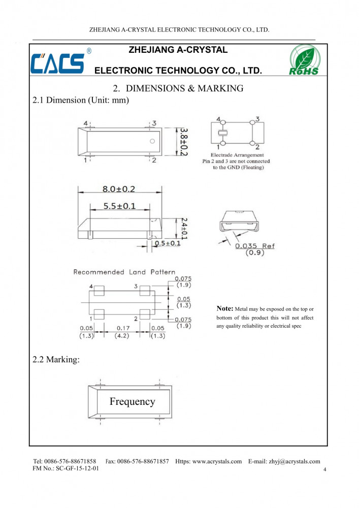 PMX206-LF specification document page 4