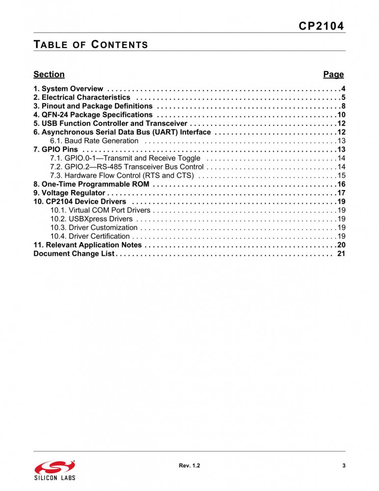 CP2104 technical document page 3