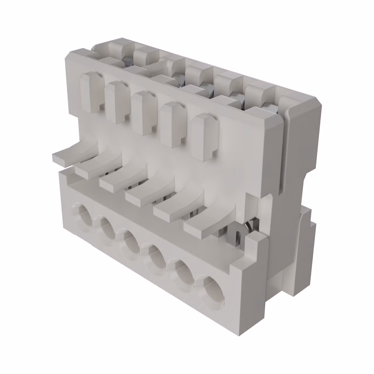 Appli-Mate RAST 2.5 IDT Connector, 2.50mm Pitch, Direct/Indirect, Female, Beaded Terminal, 6 Circuits, Position Keys A and G Removed, Slotted Endwalls, Polarizing Rib Between 2/3 for sale