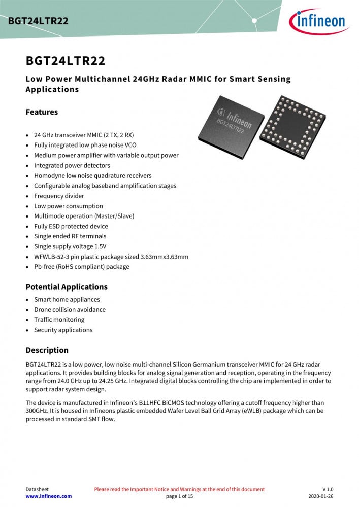 BGT24LTR22 datasheet page 1