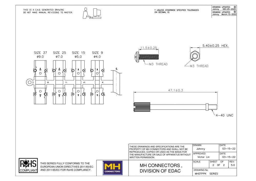 MHDTPPK series backshell kit drawing page 2