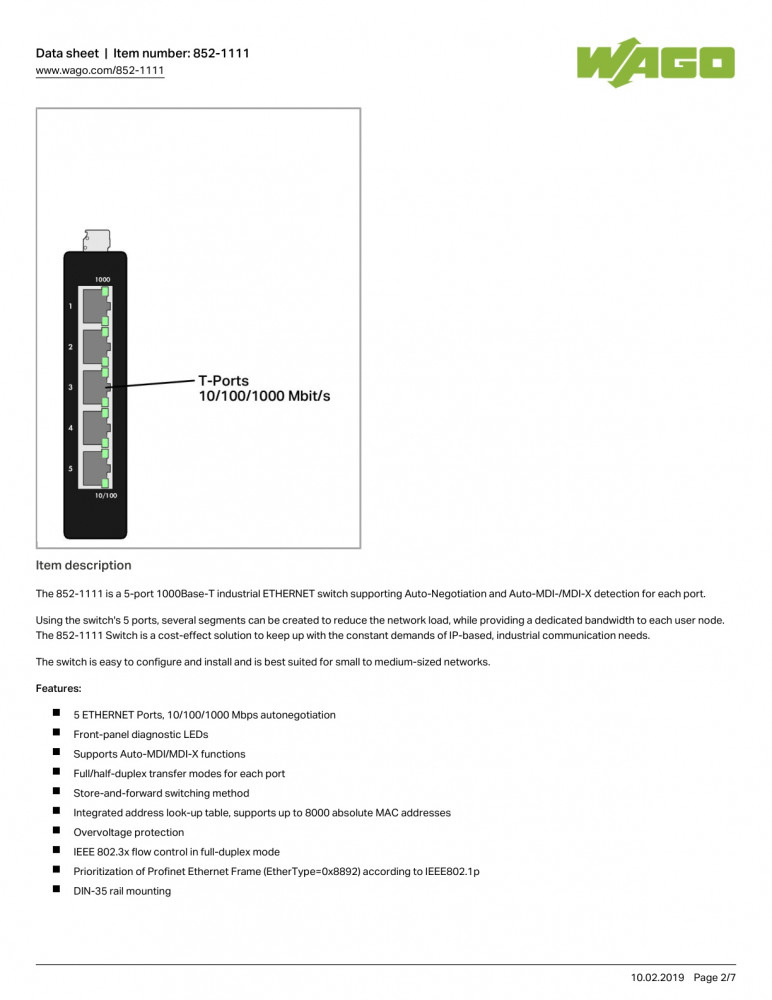 852-1111 product documentation page 2