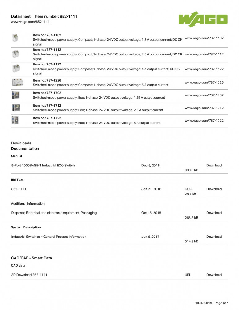852-1111 product documentation page 6