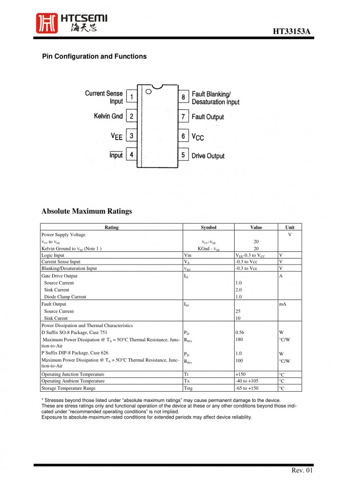 HT33153ARZ datasheet page 2