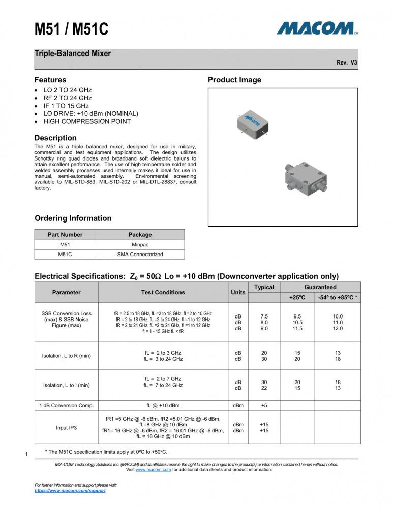 MACOM M51 datasheet page 1