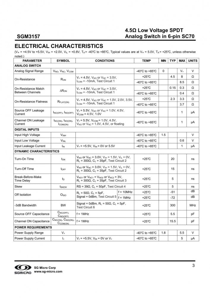 SGM3157 datasheet page 3