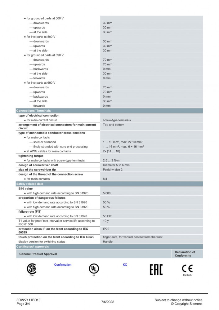 3RV27111BD10 datasheet page 3