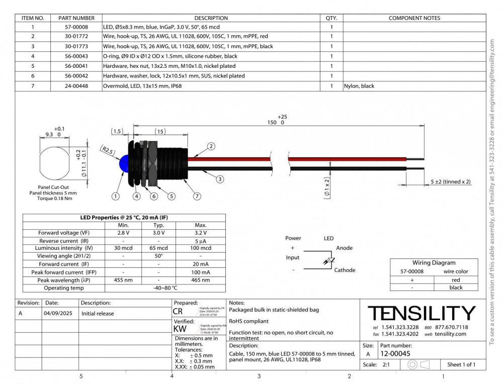 Tensility International 12-00045 product drawing