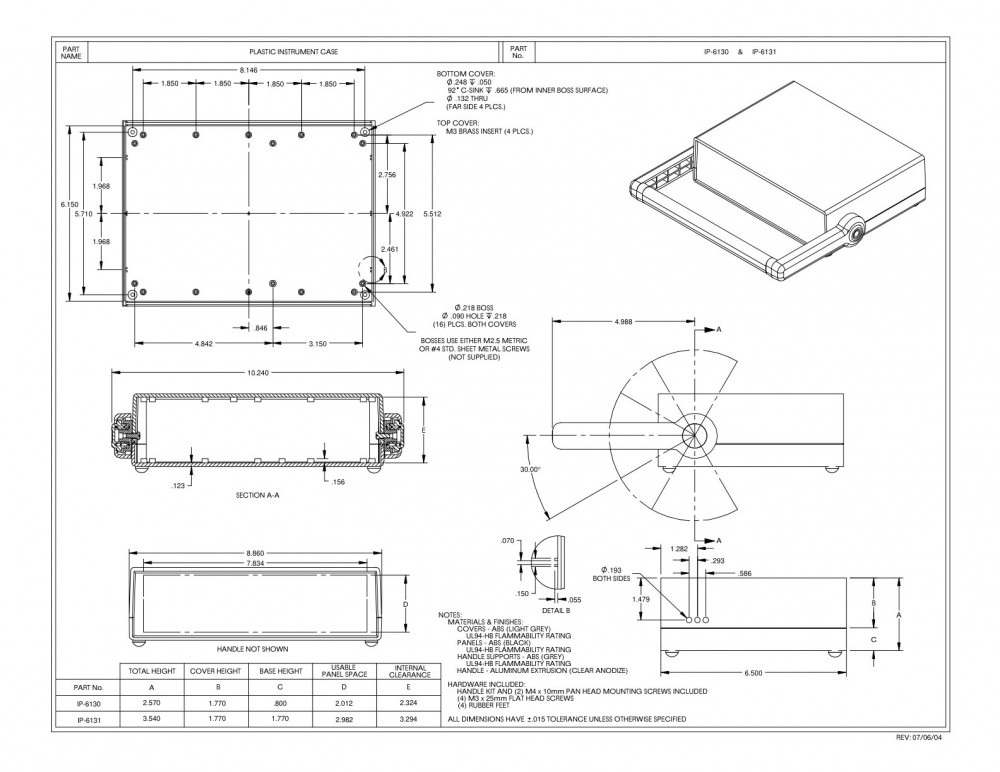 IP-6131 plastic instrument case product drawing preview