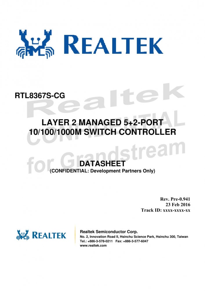RTL8367S-CG datasheet page 1