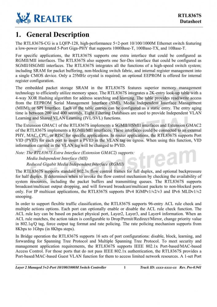 RTL8367S-CG datasheet page 10