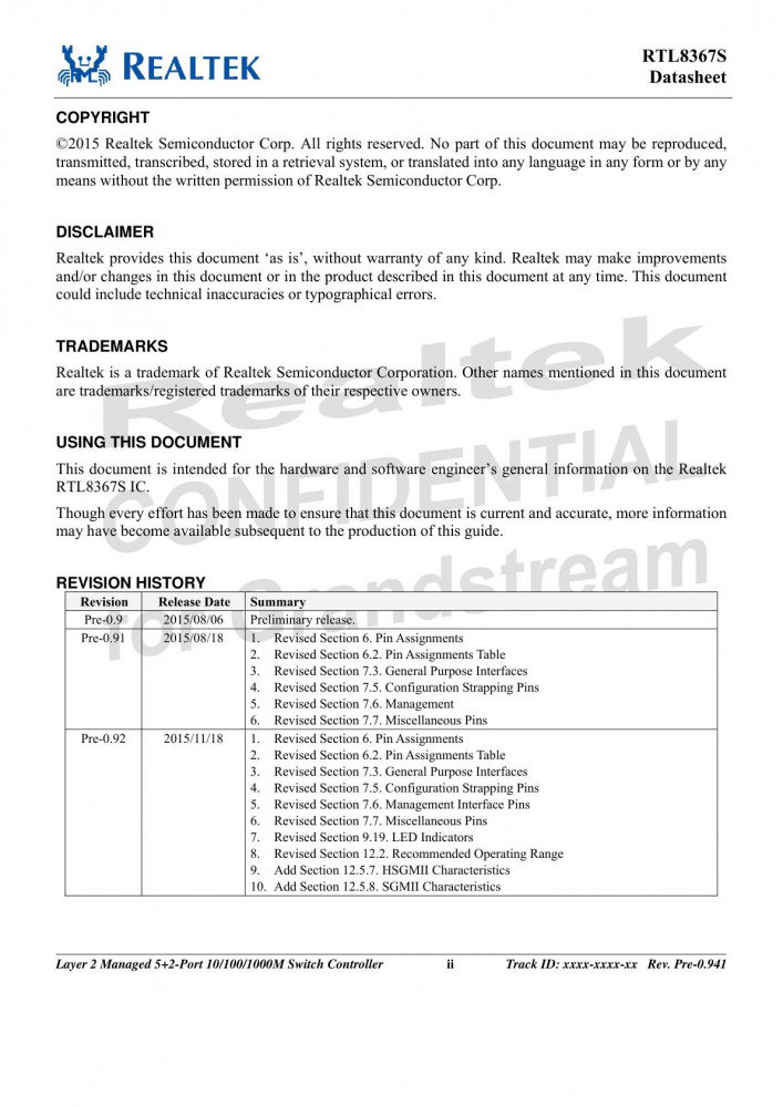 RTL8367S-CG datasheet page 2