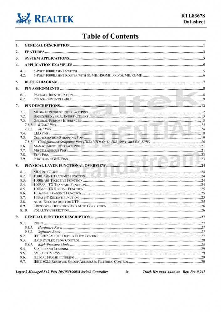 RTL8367S-CG datasheet page 4