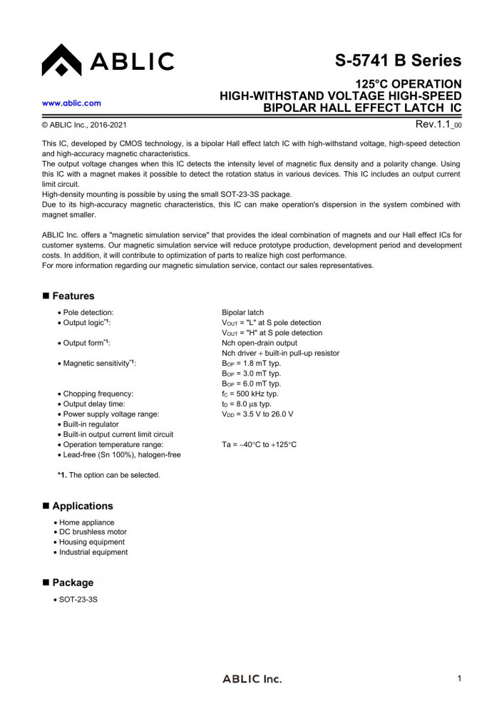 S-5741 datasheet page 1 preview