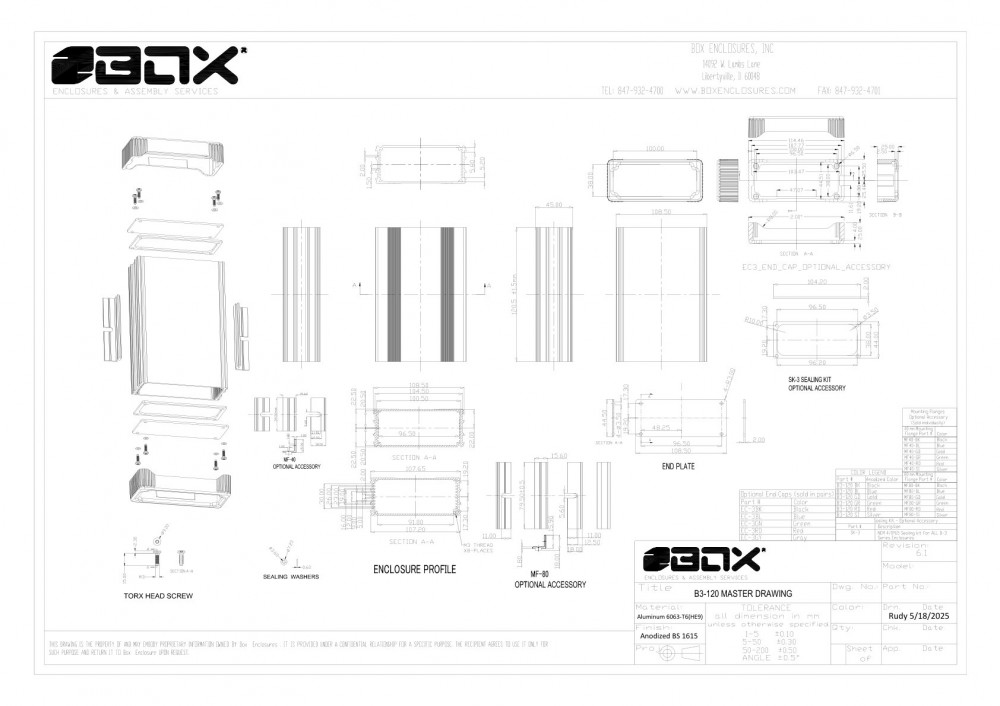 B3-120 enclosure technical drawing and product documentation
