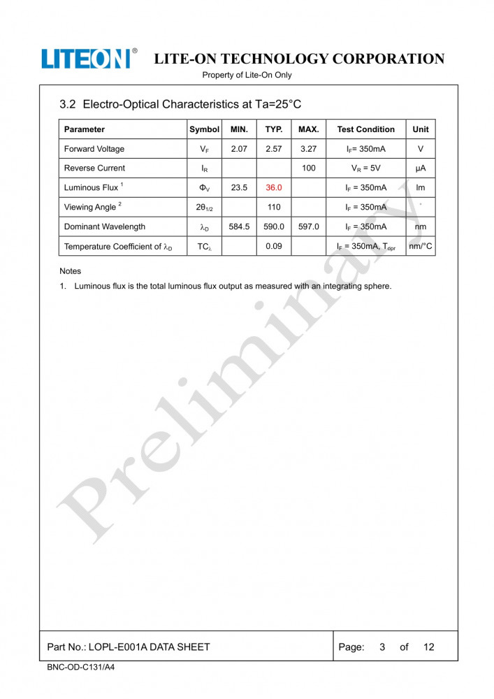 LOPL-E001A datasheet page 3