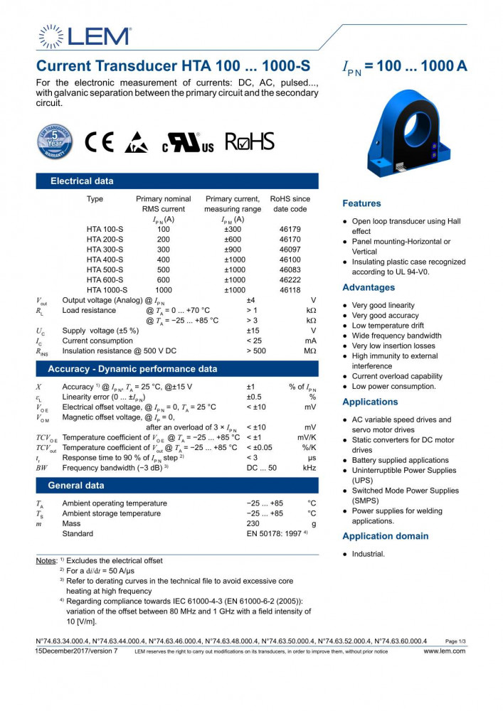 HTA-300-S technical document page 1