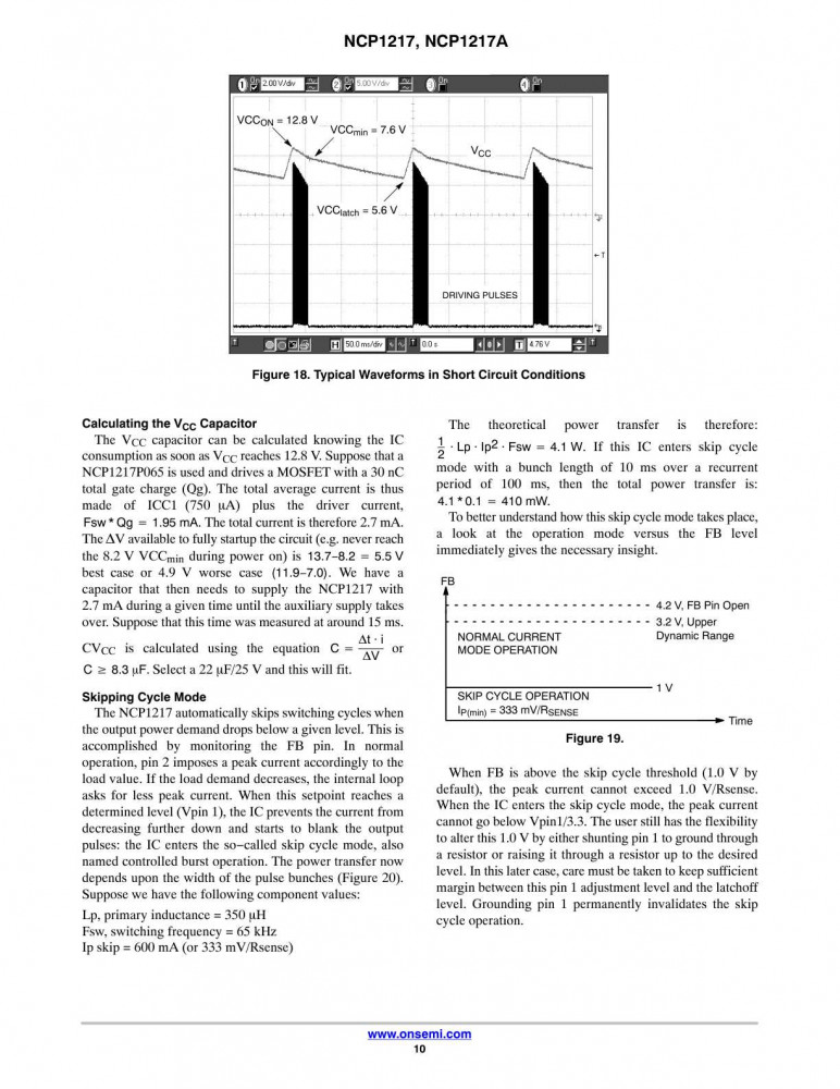 NCP1217 technical document page 10