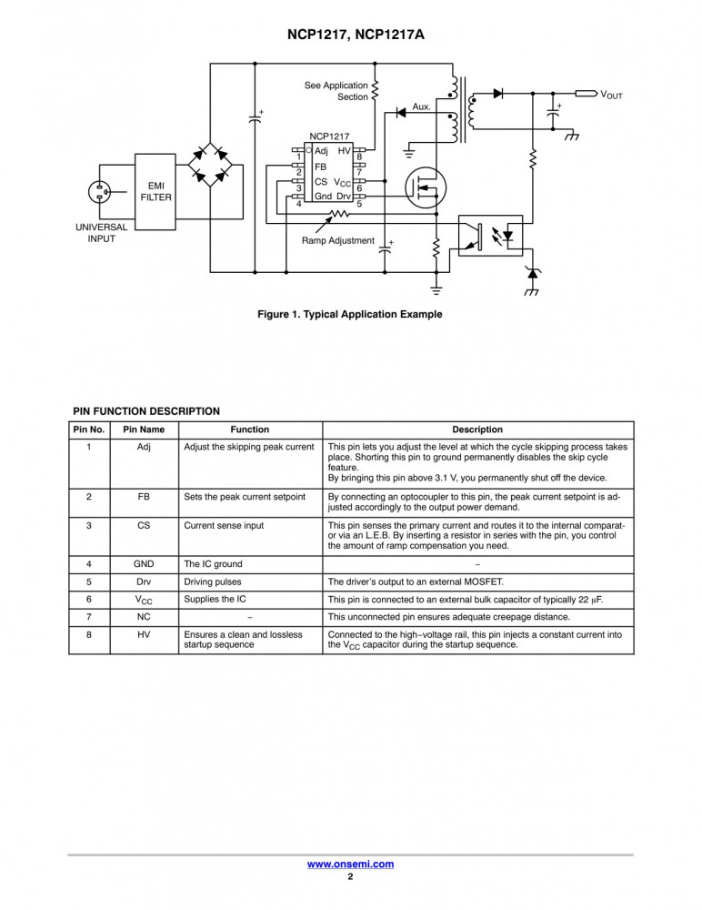 NCP1217 technical document page 2