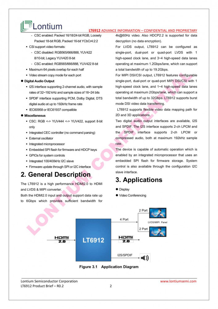 LT6912 technical document page 2