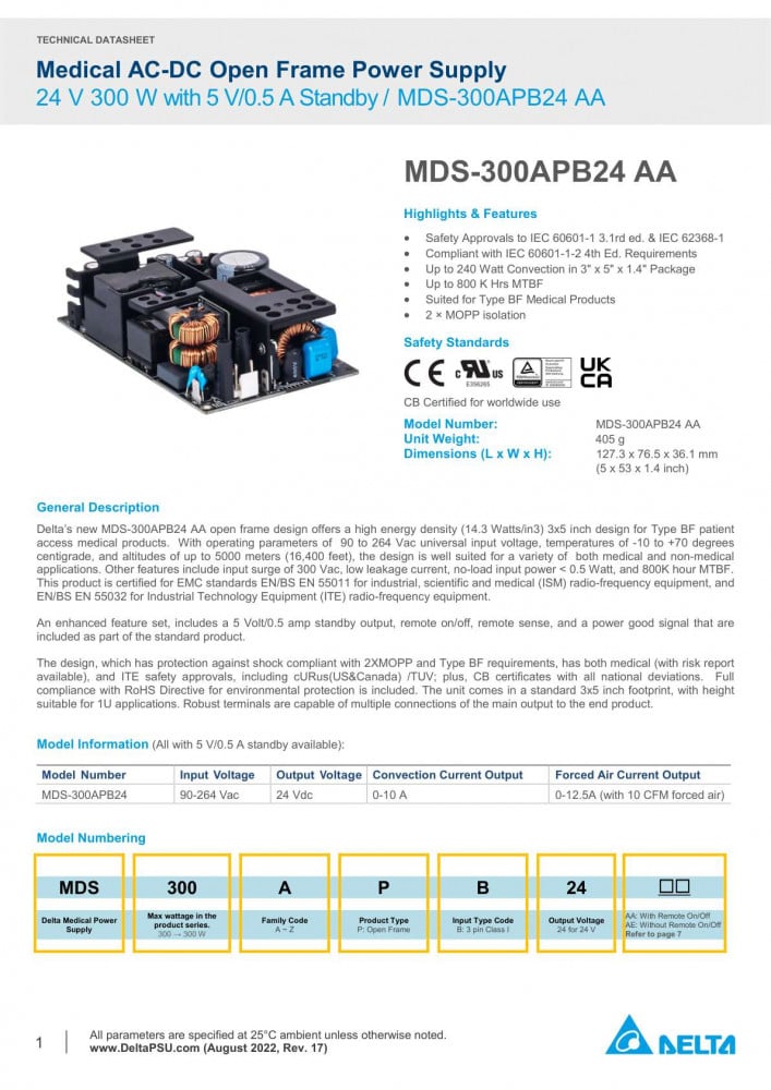 DELTA MDS-300APB24 AA datasheet page 1